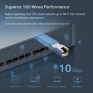 TP-Link TL-SM5310-T | 10GBase-T RJ45 SFP+ Module | 10G Copper SFP+ Transceiver | SFP+ to Ethernet | Plug and Play | Hot Pluggable | Up to 30m distance| | Durable Metal Casing | Versatile Compatibility