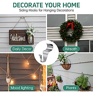 MUAKIOY Vinyl Siding Clips Hooks (20 Pack), Heavy Duty No-Drill No Hole Damage-Free Siding Hangers for Outdoor Wall Lights Wreaths Garland Hanging, Front Porch Patio Decor