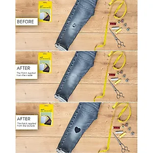 ZEFFFKA Premium Quality Fabric Iron-on Patches Inside & Outside Durable 100% Cotton Blue Gray Beige Brown Yellow Red Green Repair Decorating Kit 14 Pieces Size 3" by 4-1/4" (7.5 cm x 10.5 cm)