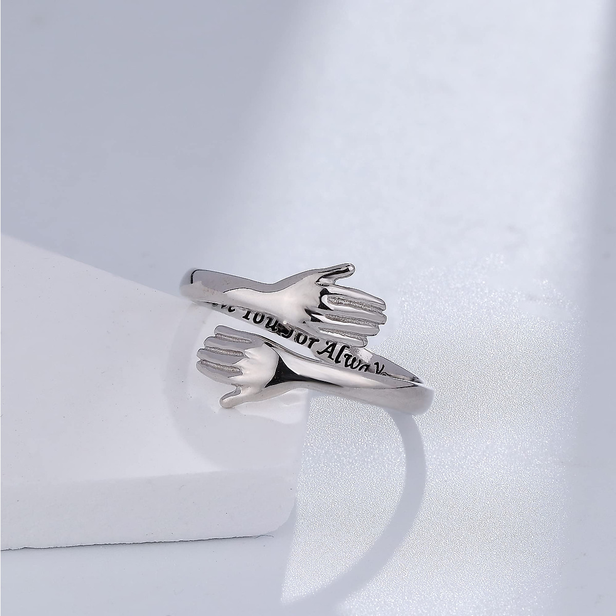 MILACOLATO S925 Sterling Silver Hug Ring for Women I Love You Forever