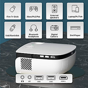 Wimius Mini Projector with WiFi and Bluetooth,240” Display&1080P Full Hd Enhanced Suport,Portable Phone Movie Projector for Outdoor Movie Night, Compatible with Tv Stick/ PC/PS5/IOS/Android