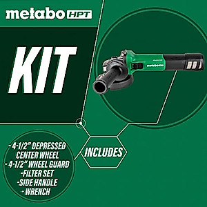 Metabo HPT Angle Grinder | 4-1/2-Inch | 12 Amp | AC Brushless Motor | Variable Speed | 3-Position Side Handle | G12VE2