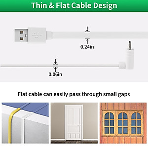 2Pack 10FT/3M Micro USB Extension Cable Compatible with WYZE Cam Pan V3, Waterproof 90 Degree Flat Power Cable Charging Your WYZE Cam Pan V3 Continuously - White