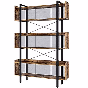 Rolanstar Bookshelf 6 Tier, Bookcases and Bookshelves with Top Edge, 71" Large Etagere Bookshelf Open Display Shelves with Metal Frame for Living Room Bedroom Home Office, Rustic Brown