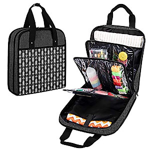 YARWO Sewing Accessories Organizer, Sewing Supplies Storage Bag for Sewing Tools and Craft Supplies, Black with Arrow (Patented Design)