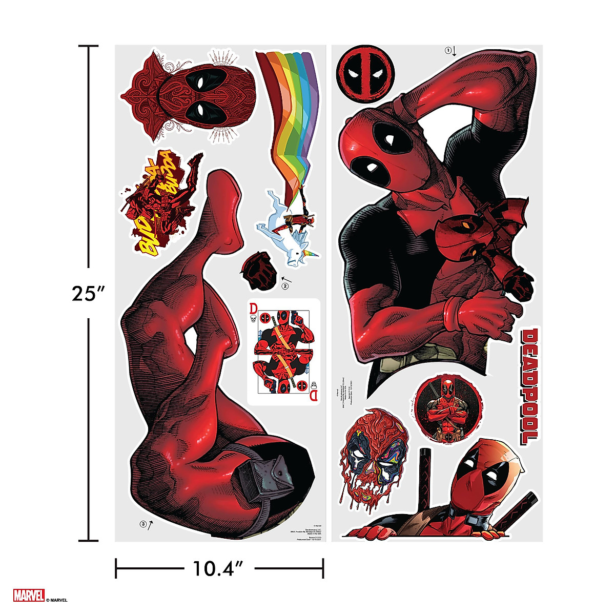 Wall Palz Marvel Deadpool Wall Decal - Deadpool Wall Stickers with 3D Augmented Reality Interaction - Deadpool Sticker for Walls 12" x 34" Marvel Room Decor