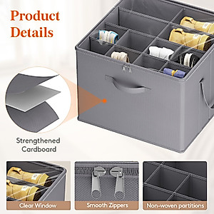 Lifewit Shoe Storage Organizer for Closet, Fits 12-16 Pairs, Large Shoe Box Storage Containers with Clear Cover and Reinforced Handles, Foldable Storage Bins Fits for Boots Heels Sneakers, 2 Pack Gray