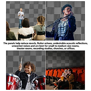 Sound Proof Foam Panels for Walls: 12 pcs Acoustic Foam Panels with Double Side Adhesive Sticker for Studio Recording Office Bedroom Home Theaters 1 X 12 X 12 Inches (Triangle Gray)