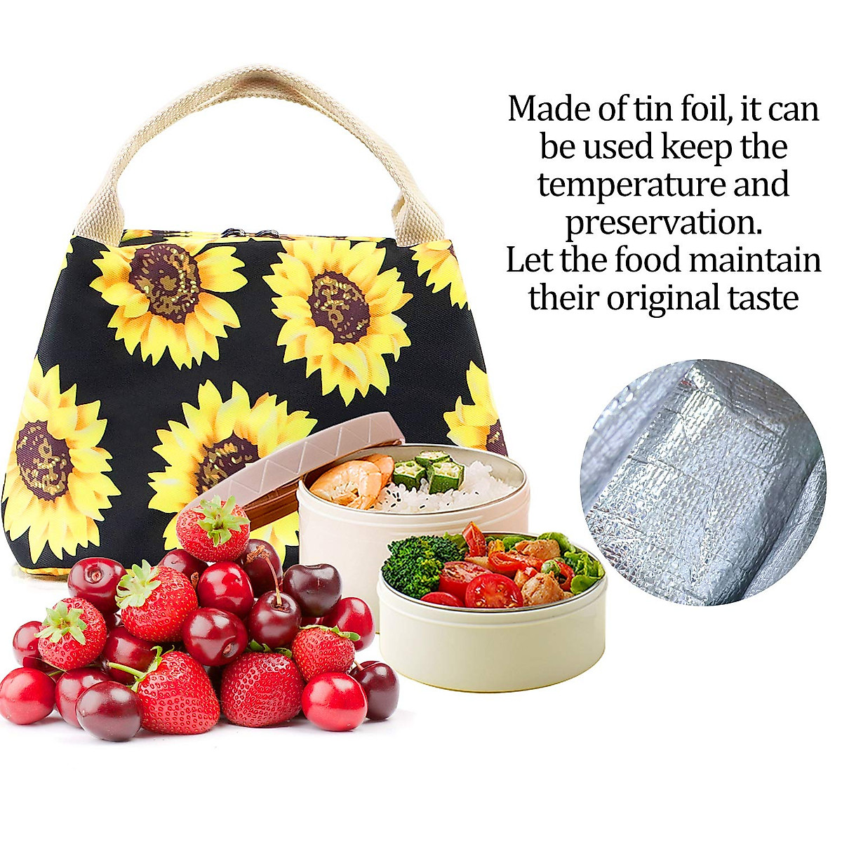 Sunflower Backpack for Teen Girls, Floral School Bags Bookbags with Lunch Box Pencil Case