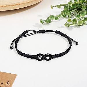 Initial Bracelet for Men Women Letter Charm Couples Bracelets Handmade Gift for Bf and Gf Custom Personal Jewelry Bracelet Birthday Anniversary Gifts for Men Women