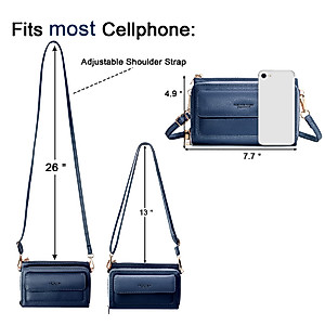 Free Yoka Small Crossbody Bags Purse for Women Cell Phone Handbags Women's Fashion Shoulder Bag and Card Holder Wallet Navy Blue