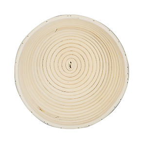 eoocvt 7 inch Round Banneton Brotform Bread Dough Proofing Rising Rattan Handmade Basket with Linen Liner Cloth - 18 x 9cm