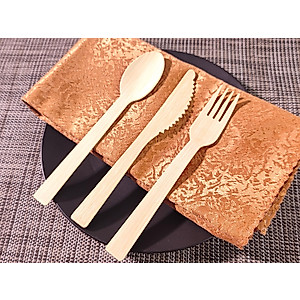 90 Count Bamboo Cutlery Set (30 Forks, 30 Spoons, 30 Knives),Compostable Biodegradable Utensils Set