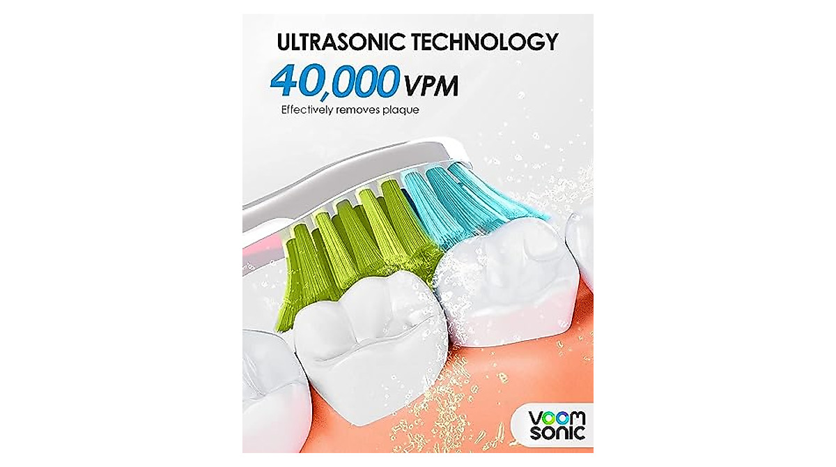 Voom Sonic Pro 5 Electric Toothbrush for Adults | Ultrasonic, 5 Modes