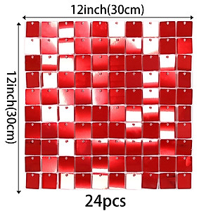 Shimmer Wall Backdrop Background for Christmas Backdrop Red Sequin Backdrop Panel Shimmer Wall Backdrop 24 Panels Red Shimmer Wall Panels Backdrop for Holiday Decoration Birthday Christmas Party