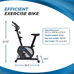 Stamina Upright Exercise Bike 1308 - Fitness Bike with Smart Workout App - Exercise Bike for Home Workout - Up to 300 lbs Weight Capacity Black
