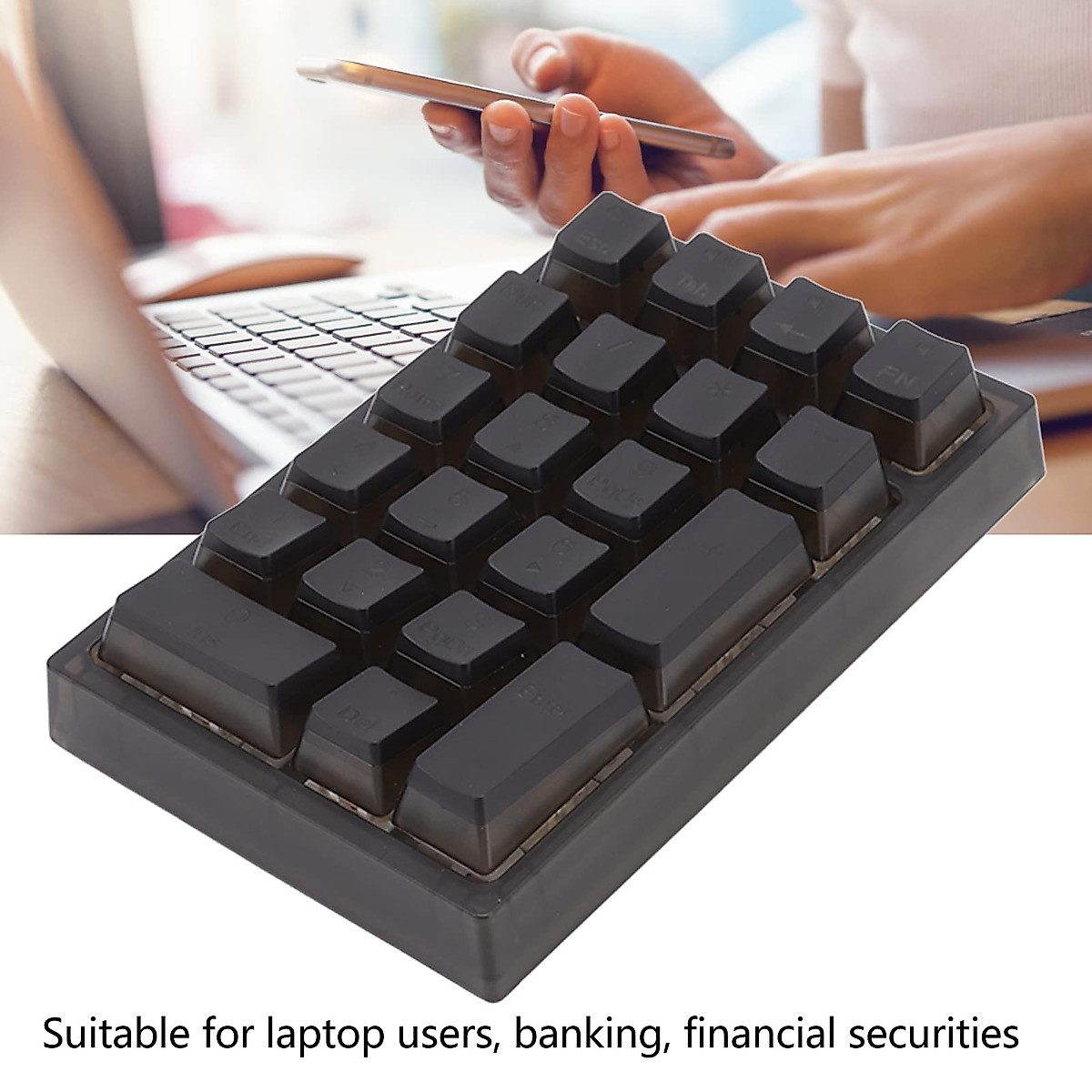 Sanpyl Number Pads, 21 Key Mechanical Numeric Keypad RGB Backlit Ergonomic Small Numeric Keyboard for Laptop Computer(Black)