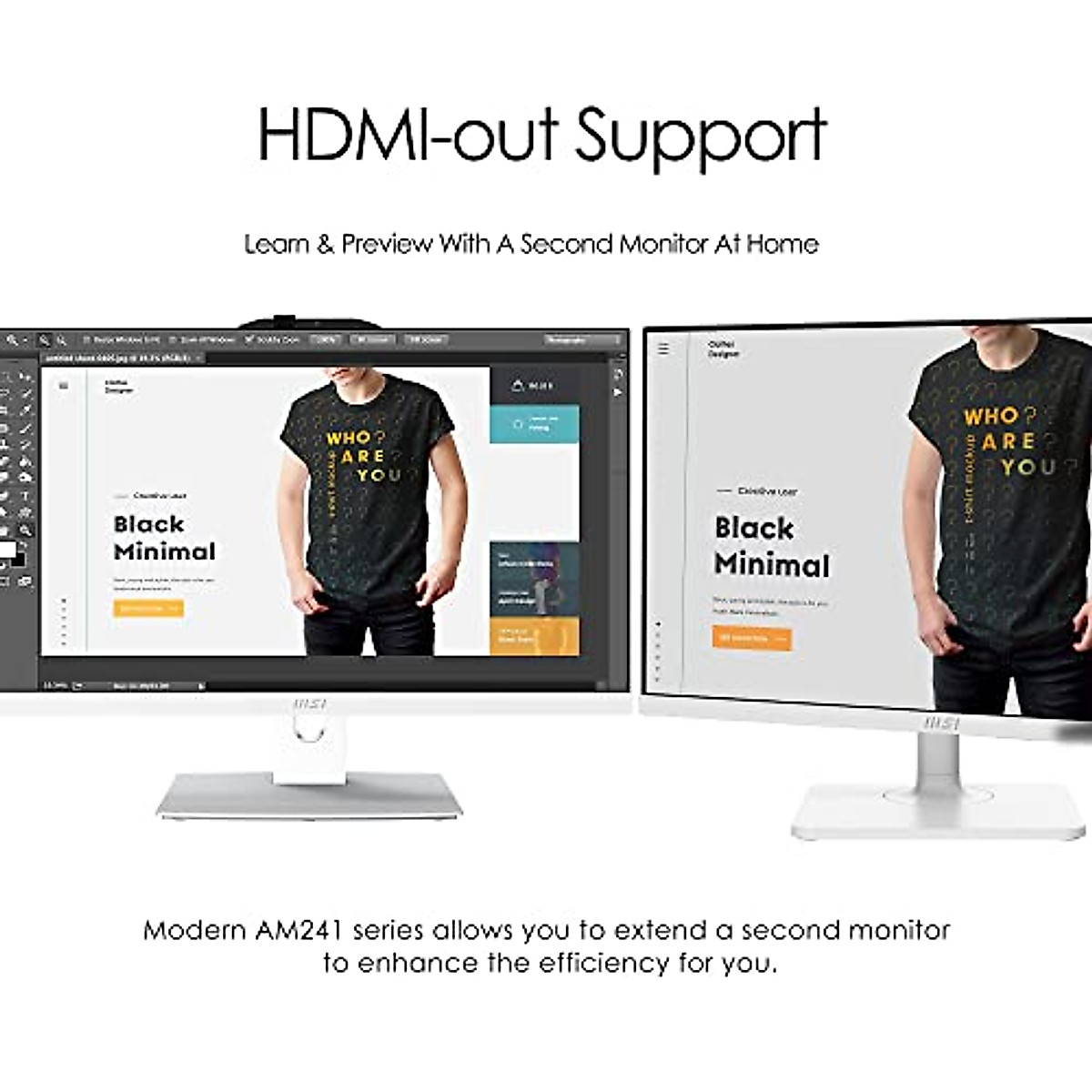 MSI Modern AM242TP AIO Desktop, 23.8" FHD Touchscreen, Intel Core i7-1165G7, 16GB Memory, 512GB SSD, WiFi 6, BT 5.1, FHD Webcam, White, Windows 10 Home (11M-487US)