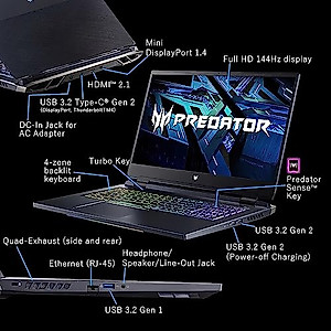 Acer Predator Helios 300 Gaming Laptop, 15.6 inch FHD IPS 165Hz Display, 14 Core Intel Core i7-12700H, NVIDIA GeForce RTX 3060, 64GB DDR5 RAM, 2TB SSD, Windows 11 Home
