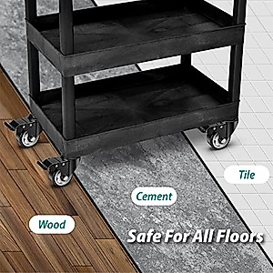 HOLKIE Caster Wheels 3 inch Total Locking Stem Casters, 3/8" -16 x 1" (Stem Diameter 3/8", Stem Length 1") Threaded Stem Casters Swivel Casters Set of 4 Heavy Duty Castors Black