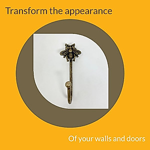 Knobs By Blossom Vintage Antique Brass Iron Wall Hooks Tie Backs Bronze Handmade Metal Animal Hook (3. Bee), TFVSAH