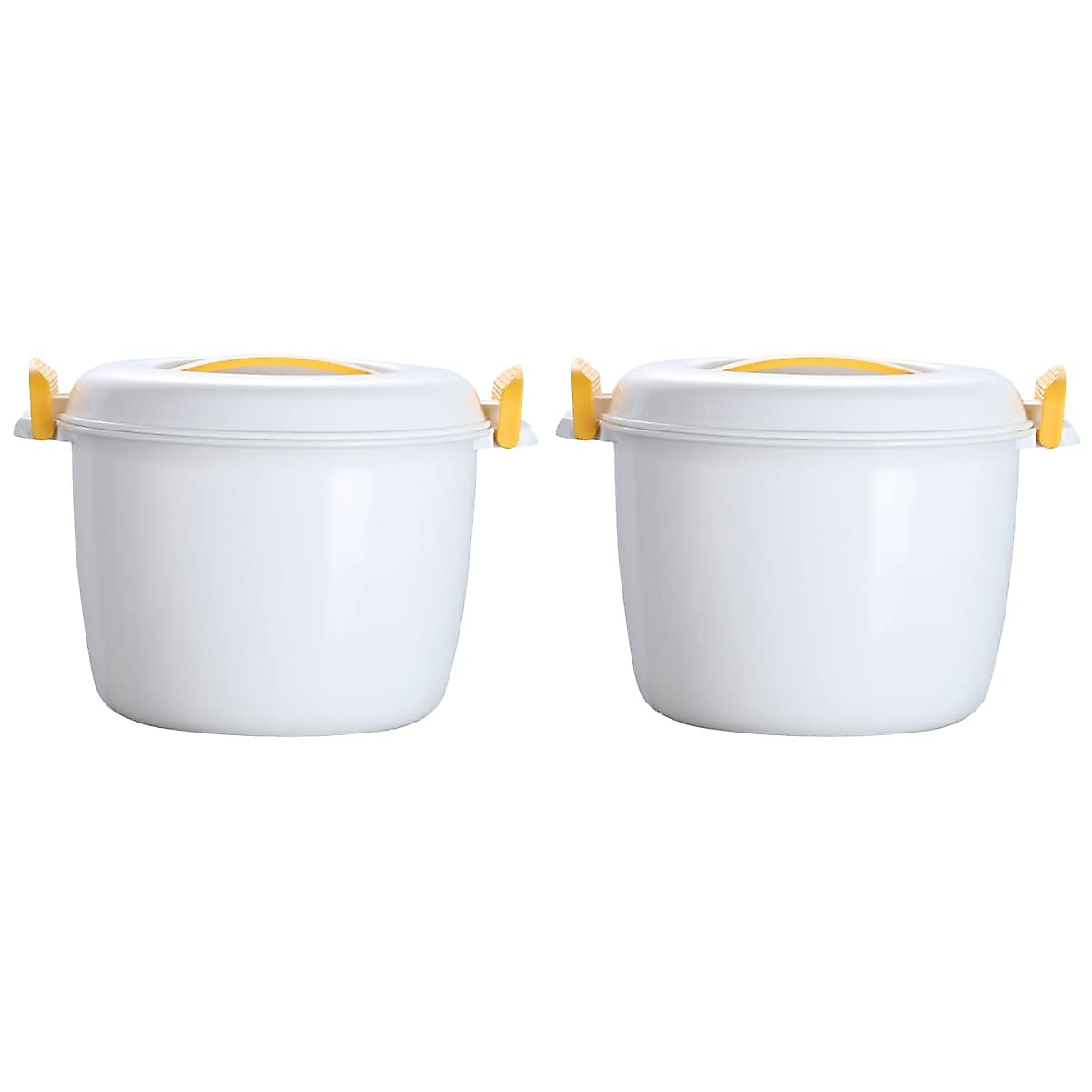 Hemoton 2pcs Microwave Food Container Rice Cooker Food Container: 1L Pasta Cooker Maker Oven Rice Cooker Steamer Microwave Cookware for Rice Chicken Pasta Rice Cooking Pot