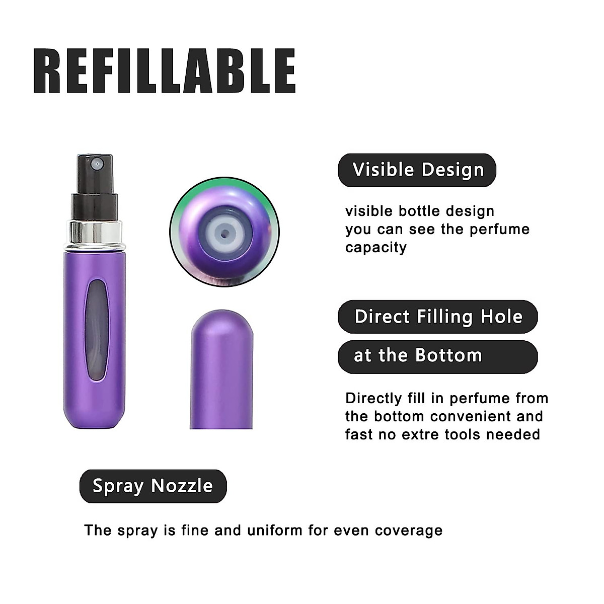 Portable Mini Refillable Perfume Atomizer Bottle Refillable Spray, pocket perfume dispenser,Scent Pump Case,Empty Perfume Bottles for Travel and Outgoing 5 sets of 5ml /0.2oz