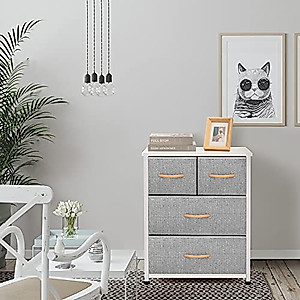AZL1 Life Concept Dresser Storage Furniture Organizer-Large Standing Chest for Bedroom, Office, Entryway, Living Room and Closet-4 Removable Fabric Drawers, Light Grey