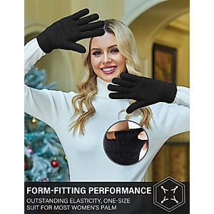 FZ FANTASTIC ZONE Women Winter Warm Knit Touchscreen Gloves Cold Weather with Thermal Fleece Lined