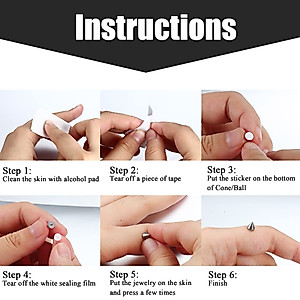 JOERICA Fake Nose Eyebrow Ring Fake Lip Labret Studs Replacement Ball with 40pcs Sticker Faux Nose Studs Non-Piercing Body Jewelry Fake Skin Piercing