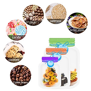 Enkrio 30 Pcs Mason Jar Zipper Bags Reusable Snack Bags Airtight Seal Bags for Kitchen Picnic (5S 10M 15L)