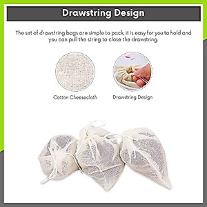 SolHoppa Muslin Bags – 50 Cotton Drawstring Bags – Gift Bags for Home Supplies Parties Holidays & Weddings – Reusable & 3x4 Inches in Size