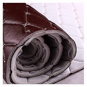Quilted Faux Leather Vinyl PVC Leather Fabric Waterproof Faux Leather Fabric Quilted Leather Diamond Stitch Padded Cushion Linen Wadding Backing Upholstery 1.6x1m(Colour: Black 2) (Color : Black 2,
