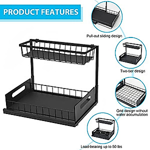 Under Sink Organizers and Storage, Under Sink Organizer, Under Sink Kitchen Rack, Pull-Out Home Organizers, 2-Tier Slide Out Sliding Shelf Under Cabinet Storage