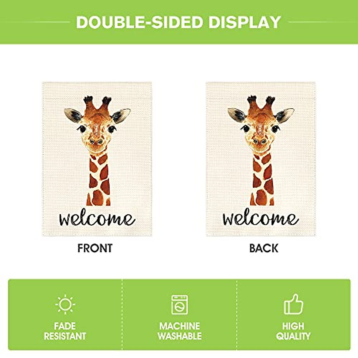 AVOIN Giraffe Garden Flag Vertical Double Sided, Pet Welcome Quote Birthday Yard Outdoor Decoration 12.5 x 18 Inch