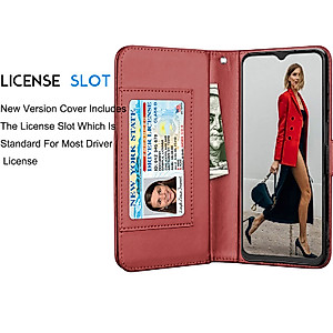 Tekcoo Luxury PU Leather Case, Galaxy A12 5G Flip Wallet Case, Detachable Magnetic Hard Case, Kickstand, Wine Red