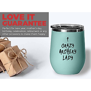 Archery Teal Edition Wine Tumbler 12oz - Archery Lady A - Funny Gift For Archery Coach Athlete Hunt Target Shot Trainer Arrow Bow Sport