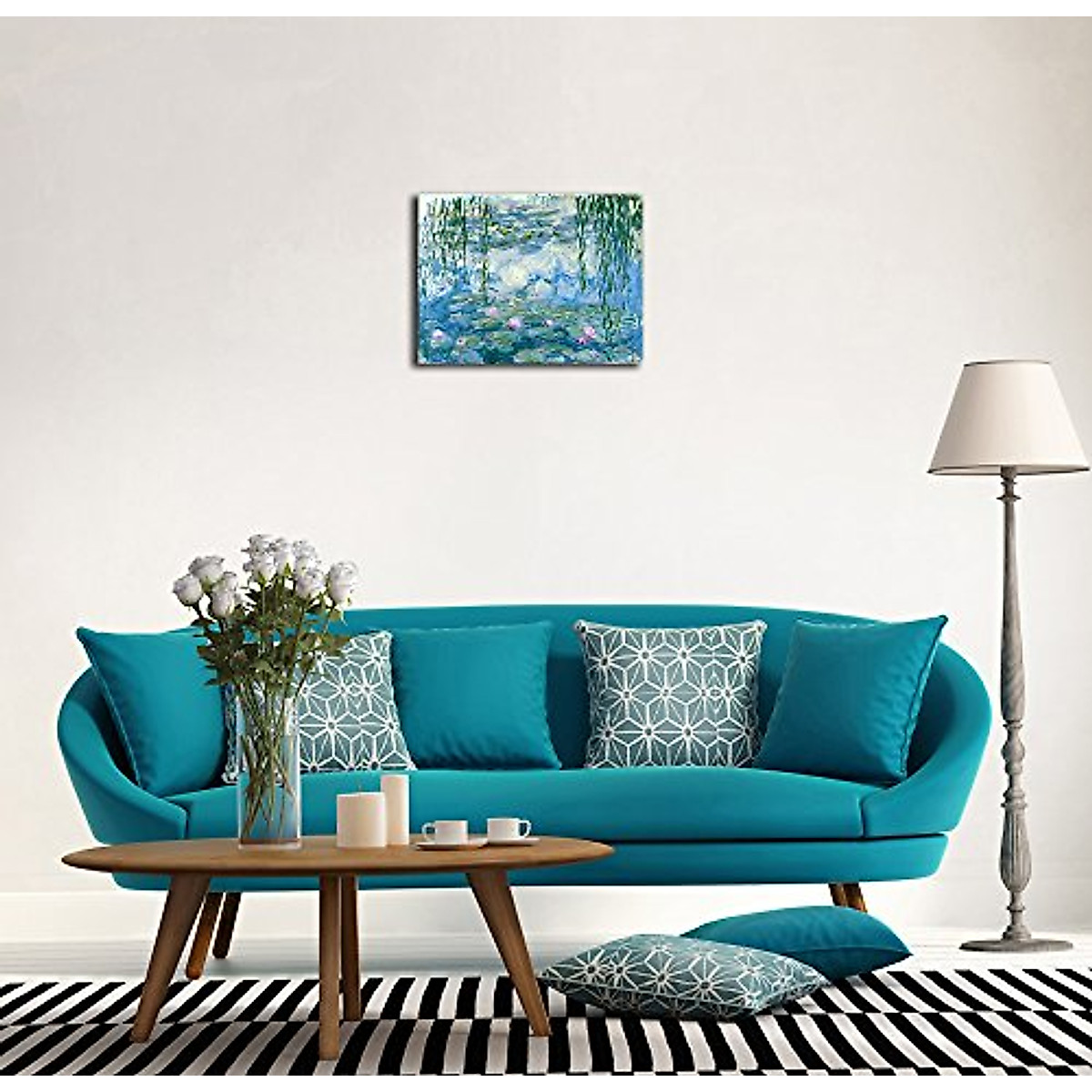 Wieco Art Water Lilies Floral Canvas Prints Wall Art by Claude Monet Famous Oil Paintings Flowers Reproduction for Kitchen Bedroom Bathroom Home Decor Modern Classic Landscape Pictures Giclee Artwork