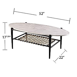 SEI Furniture Holly & Martin Relckin Faux Marble Coffee Table, White/Black/Natrural (CK1430)