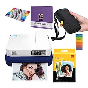 KODAK Smile Classic Digital Instant Camera with Bluetooth (Blue) Creative Bundle