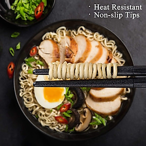 SUPJOYES 6 Pairs Fiberglass Chopsticks - Reusable Japanese Chopsticks Dishwasher Safe, Non-Slip Chop Sticks Multipack, 9.5 Inch