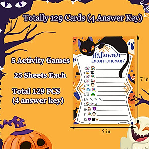 Ayhuhra Halloween Party Games 129pcs Halloween Card Games for Adults/Teens Emoji Word Scramble Word Search Candy Trivia Card Games for Halloween Birthday Party Activity Classroom Ice Breaker