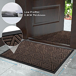 Yimobra Front Door Mat Outside Entrance 36 x 24, Waterproof and Washable Outdoor Mat, Non Slip Rubber Backing, Heavy Duty Welcome Matt for Home Entry Floor Porch Garage Office, Low Profile, Brown