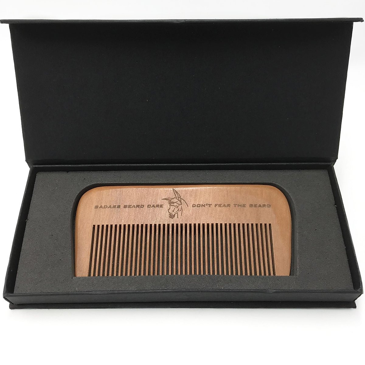 Badass Beard Care Wood Beard Comb for Men - Fine Tooth, Anti-Static