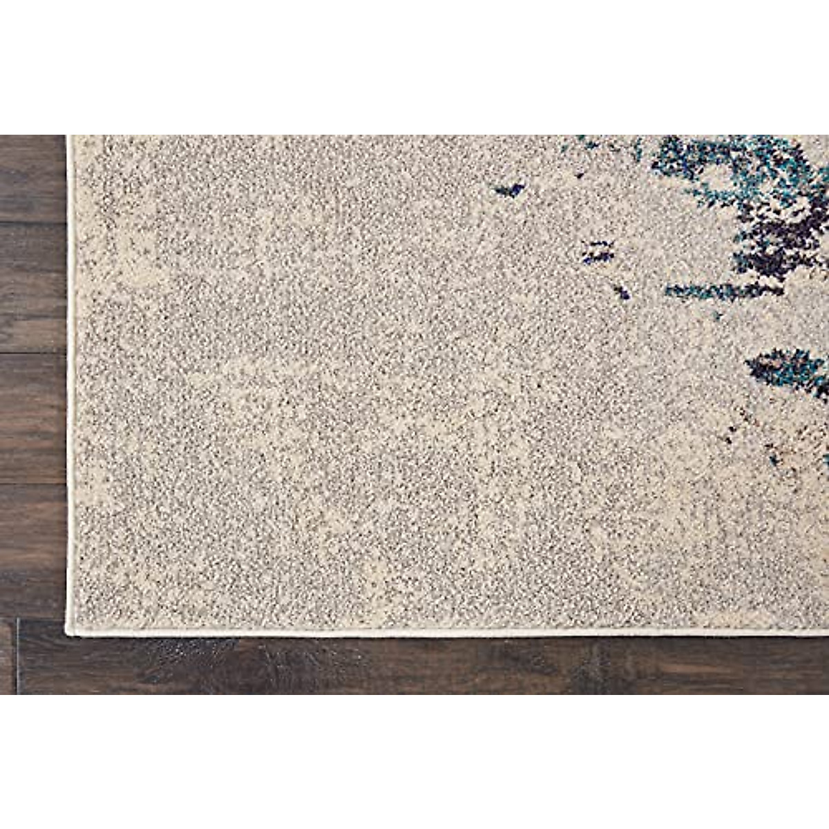 Nourison Celestial Modern Abstract Ivory/Teal Blue 5'3" x 7'3" Area-Rug, Easy-Cleaning, Non Shedding, Bed Room, Living Room, Dining Room, Kitchen (5x7)