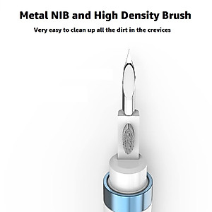 GOALSEN Wireless Earbuds Cleaning Tool 4in1 Equipped with a Flocked Sponge, a Metal Pen Tip, and 2 High-Density Brush Small Thing with a Big Effect Bluetooth Headphones Cleaning Pen -Blue