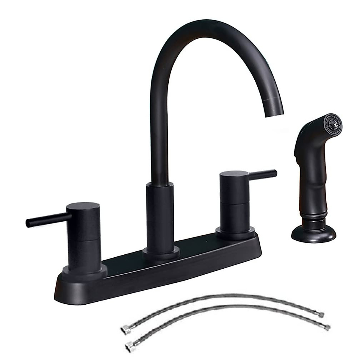 Black Kitchen Faucet, Matte Black Kitchen Faucet with Sprayer, 3 Hole or 4 Hole Matte Black Faucet for Kitchen Sink, Touch Kitchen Faucet with Side Sprayer, TDLKF033B