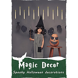 Leejec Floating Candles with Magic Wand Remote(6/18H Timer), 12pcs 6.1" Hanging Flameless Taper Candles, Battery Operated Flickering Warm Light, Halloween Christmas Wedding Party Decor & Gift(Ivory)