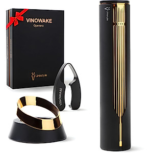 OPENERO Electric Wine Opener — Luxurious Automatic Wine Corkscrew Electric with Charging Base and Steel Foil Cutter, Wine Gifts For Women Men (Gold)