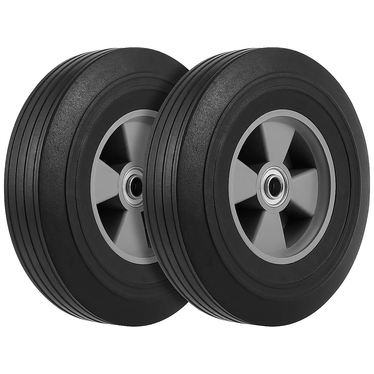 2 Pack 10 Inch Solid Rubber Tire, 5/8 Inch Axle Size Hand Truck Wheels Replacement Tires for Hose Cart, Garden Cart, Dolly Cart, 330 lb Load Capacity1